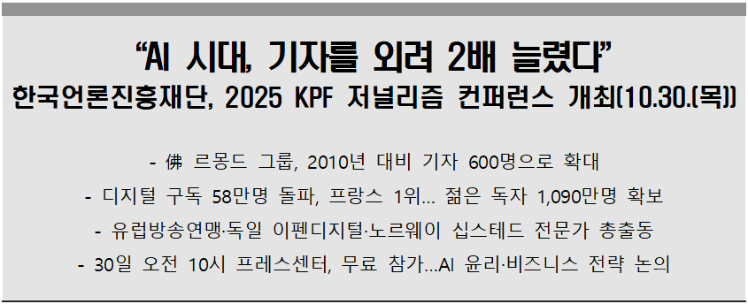 한국언론진흥재단 (한국언론진흥재단, 2025 KPF 저널리즘 컨퍼런스 개최)